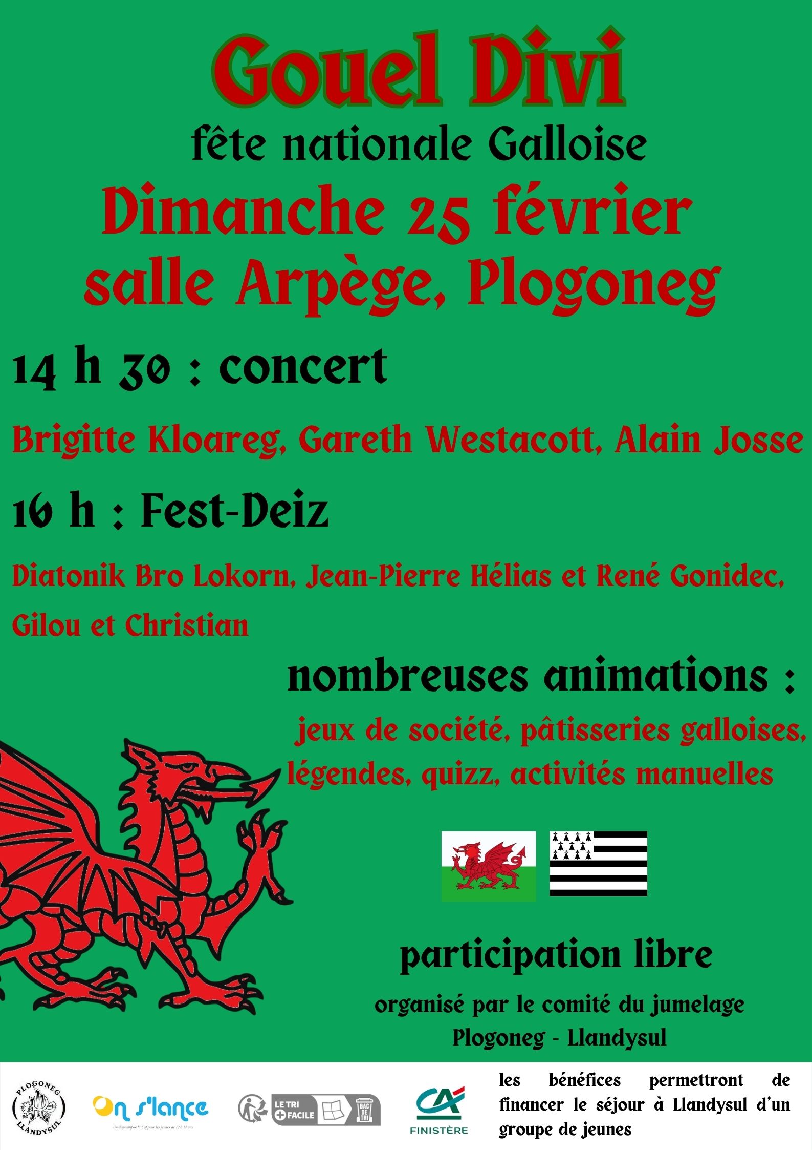 GOUEL DIVI - Fête nationale Galloise | Jeunes en Projets en Bretagne